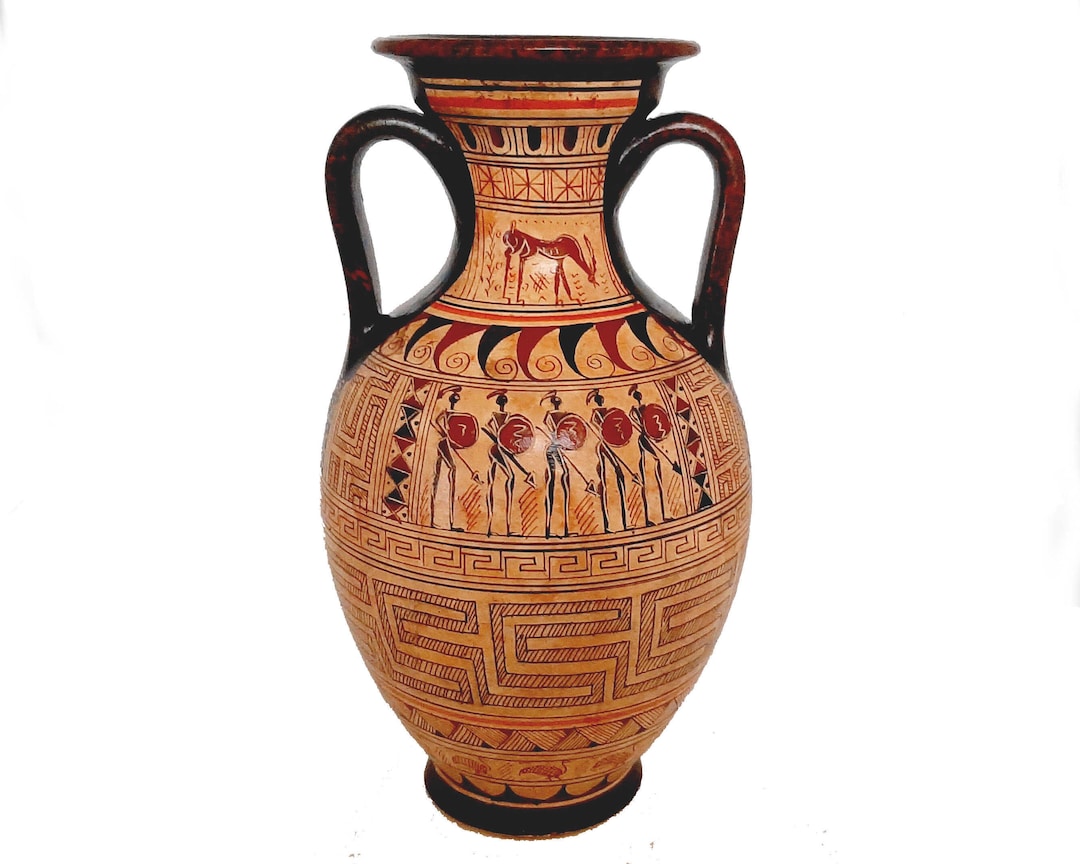 Geometric Amphora Vase 26cm,ancient Greek Pottery Amphora - Etsy