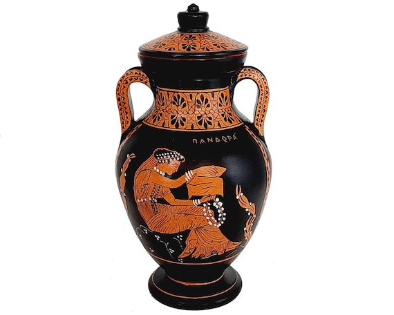 Red Figure Pottery Amphora With Lid 24cm Achilles - Etsy