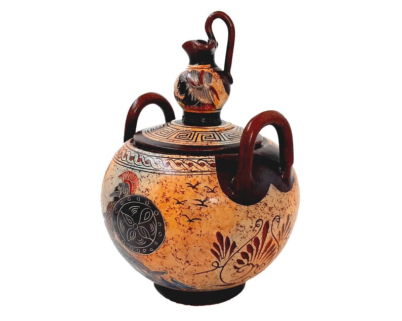 Greek Ceramic Canister 20cm With Lid Satyr With Manaeds - Etsy