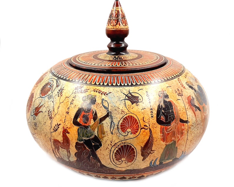 Pyxis 36cmancient Greek Art With Multicolor Background - Etsy