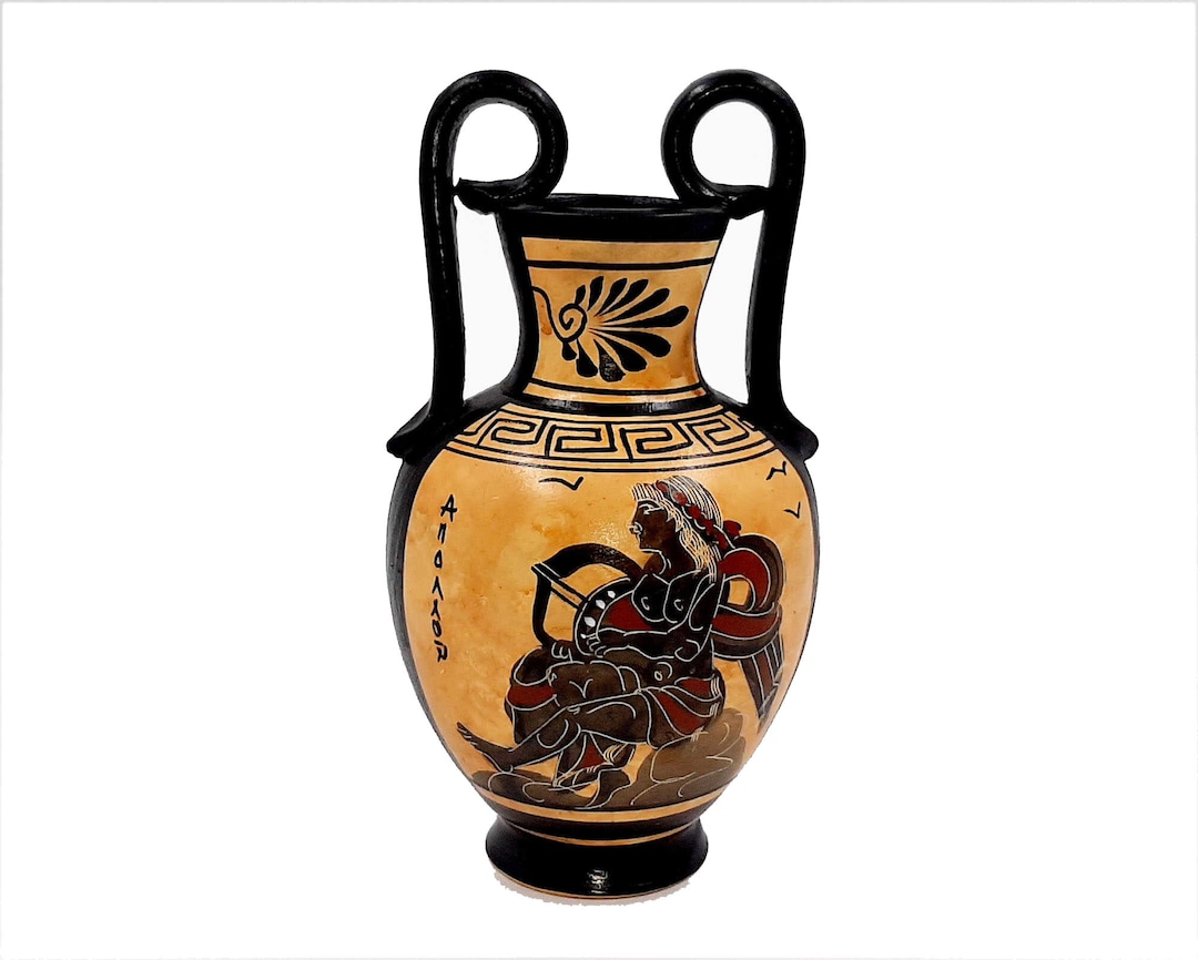Greek Pottery Pot,black Figure Amphora 16cm,showing God Apollo - Etsy