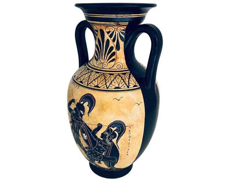 Black Figure Pottery Amphora 31cm,iliad Battle Scene Over Patroclus ...