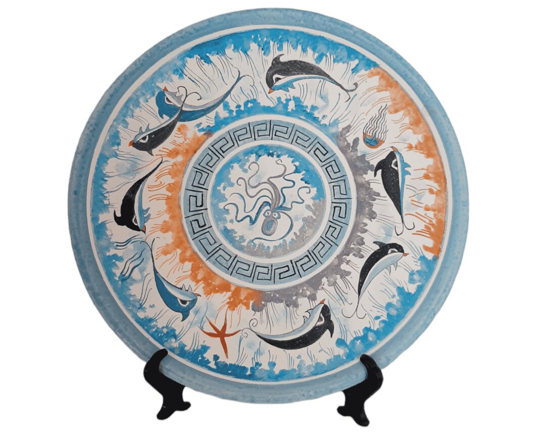 Ancient Greek Ceramic Plate 24cm,minoan Art Pottery - Etsy