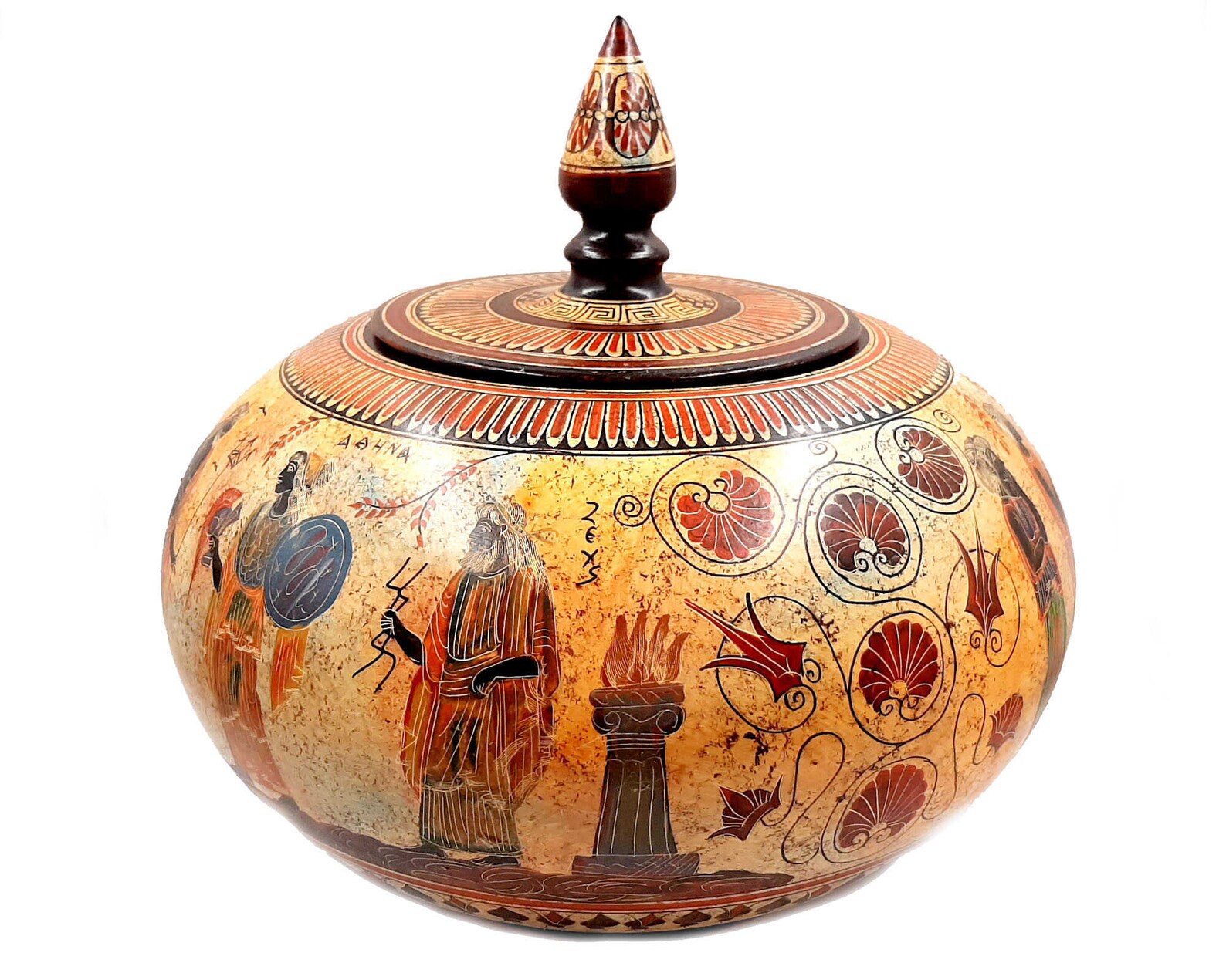 Pyxis 36cmancient Greek Art With Multicolor Background - Etsy