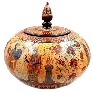 Pyxis 36cm,ancient Greek Art With Multicolor Background ,odysseus Kills ...