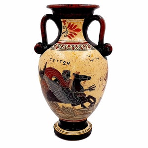 Greek Pottery Pot Vase 26cm, Zeus With Leda and Triton - Etsy