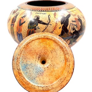 Pyxis 36cm,ancient Greek Art With Multicolor Background ,odysseus Kills ...