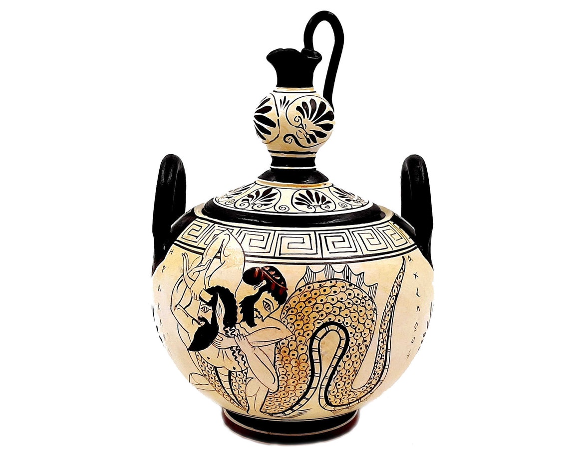 Ancient Greek Canister 20cm With Lid, Attic White Ground Pottery - Etsy