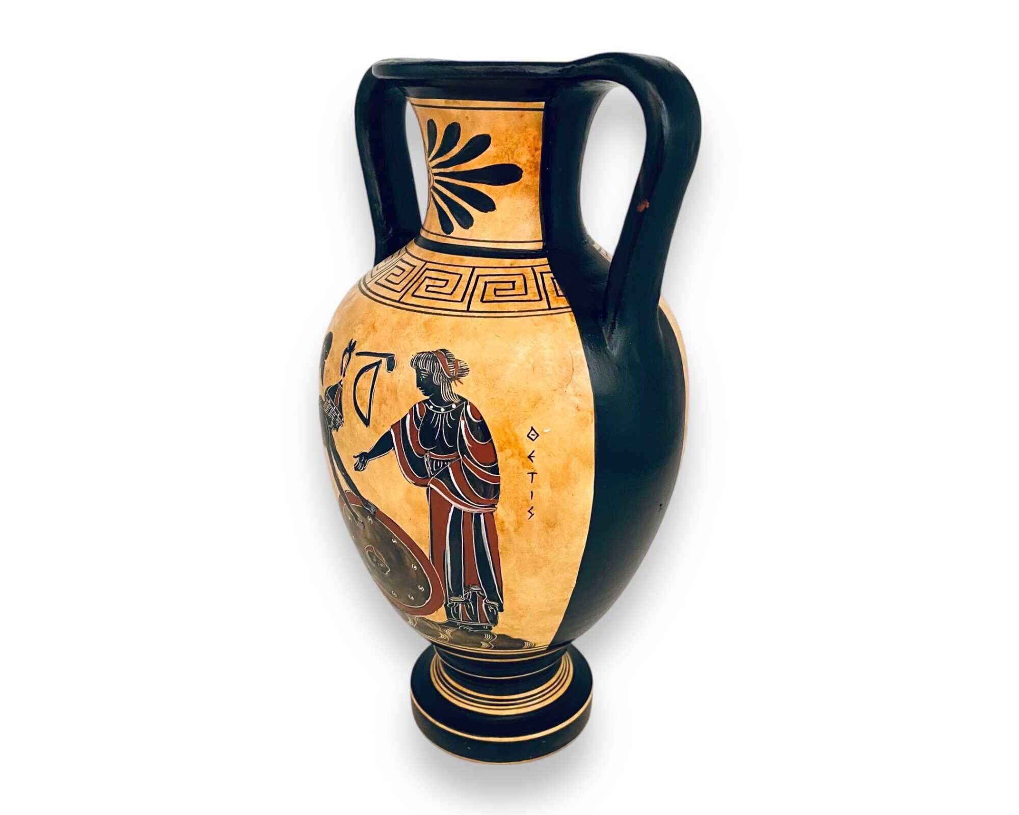 Amphora Vase 26cm,black Figure Pottery ,god Ares With Aphrodite ...