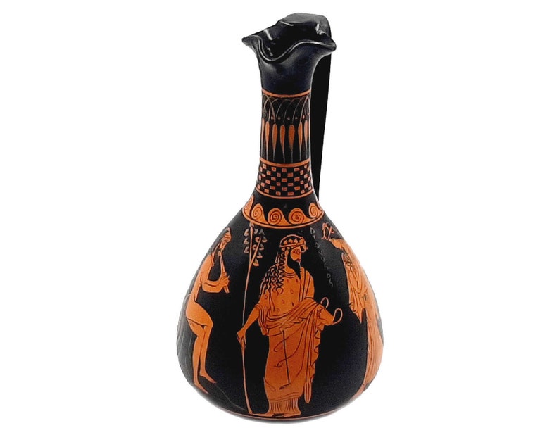 Red Figure Pottery Lagynos Jar 26,5cm,god Dionysus and Satyr - Etsy