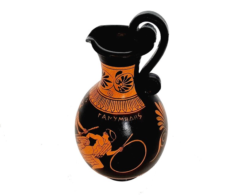 Ancient Greek Olpe 17cmred Figure Potteryshows God Zeus With - Etsy