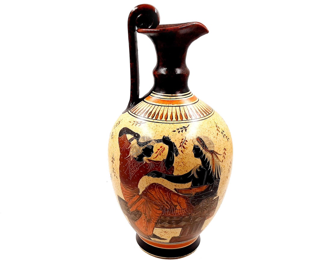 Greek Pottery Vase,oinochoe 38cm,goddess Aphrodite With Adonis and God ...