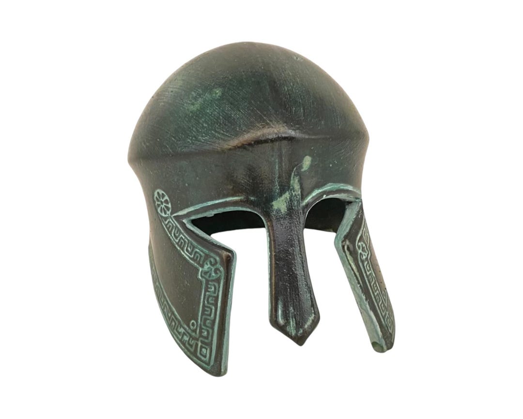 Ancient Greek Warrior Helmet ,museum Mini Ceramic Replica 9,5cm,green ...