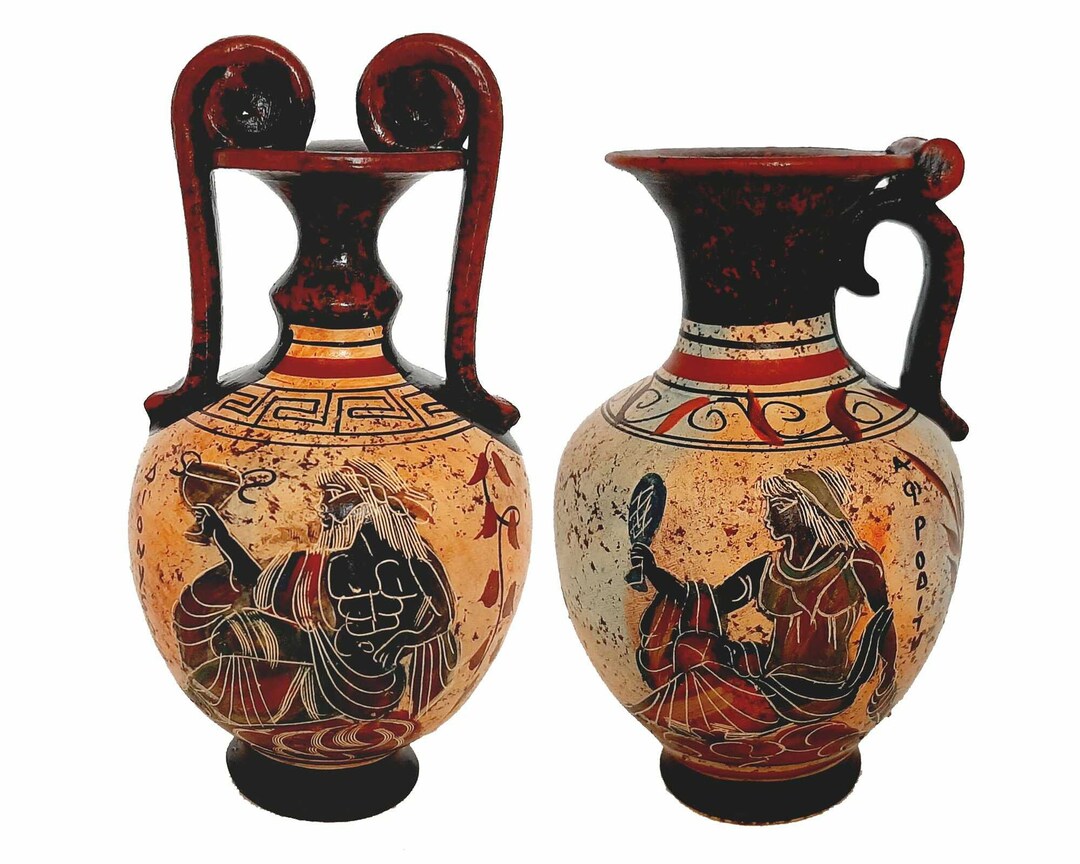 Handmade Greek Pottery Vases: Dionysus & Aphrodite Amphora Set - Etsy UK
