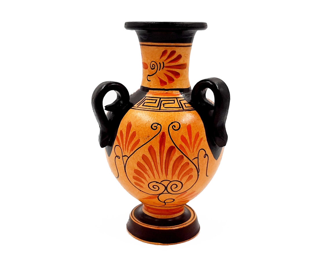 Greek Vase amphora 17cm With 3 Handlesshows God Apollo With - Etsy