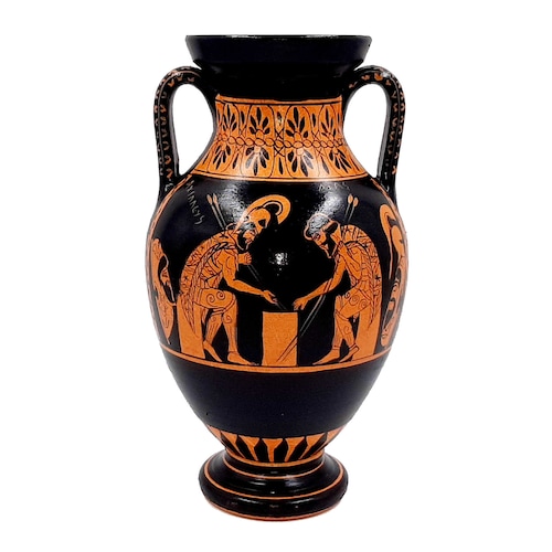Fine Art Ceramics Red figure Pottery Amphora with lid 19,5cm,Hercules ...
