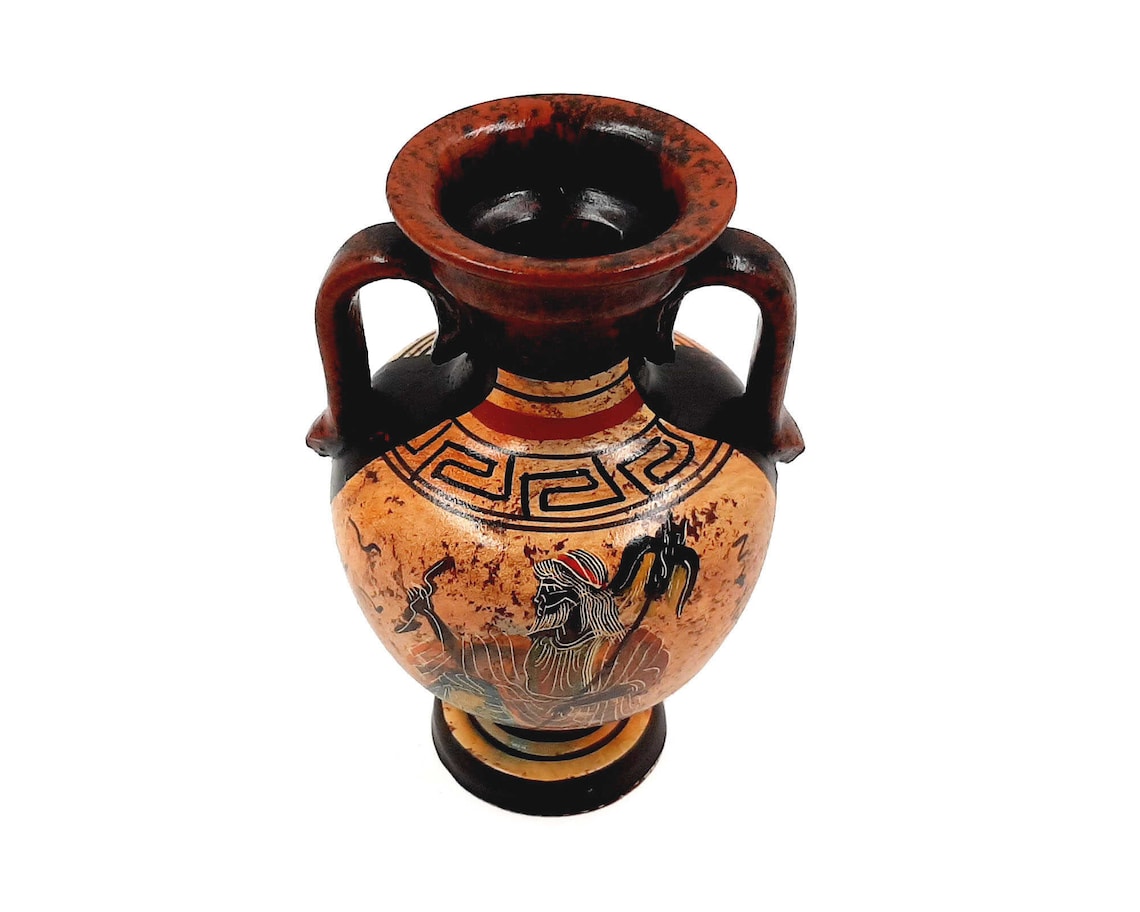 Ancient Greek Vase 13cmmulticolored Amphora showing God Zeus - Etsy