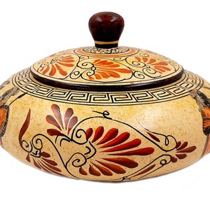 Pyxis 19cm ,ancient Greek Art,shows God Apollo,goddess Artemis.goddess ...