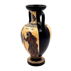 Ancient Greek Vase 22cm,black Figure Amphora,telemachos With Nestor,god ...