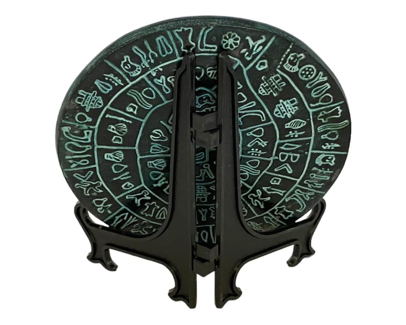Phaistos Disc ,greek Relief Terracotta Museum Replica,green Patina 15cm ...