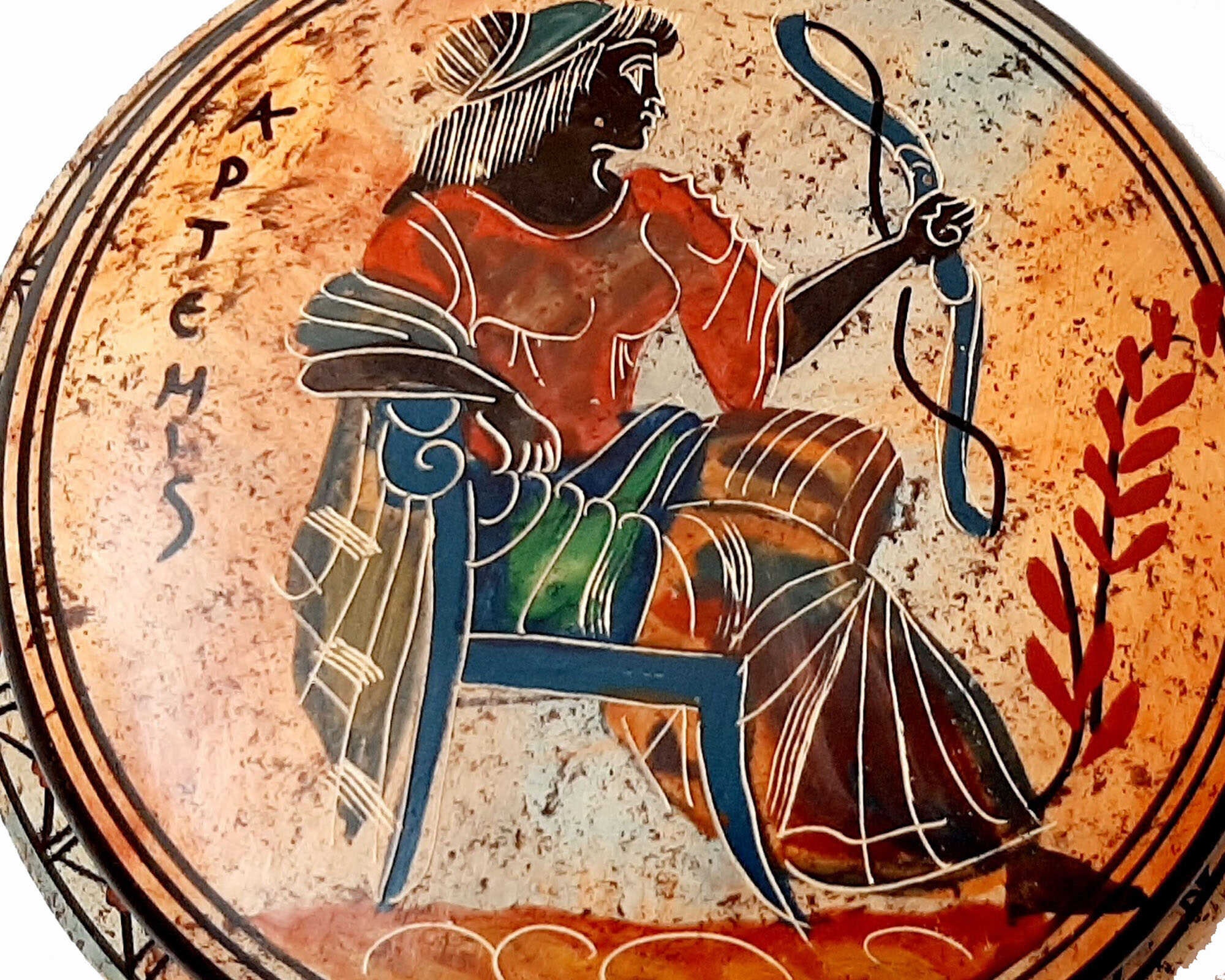 Pyxis 12,5cm Diameter,shows Goddess Artemis,ancient Greek Pottery - Etsy