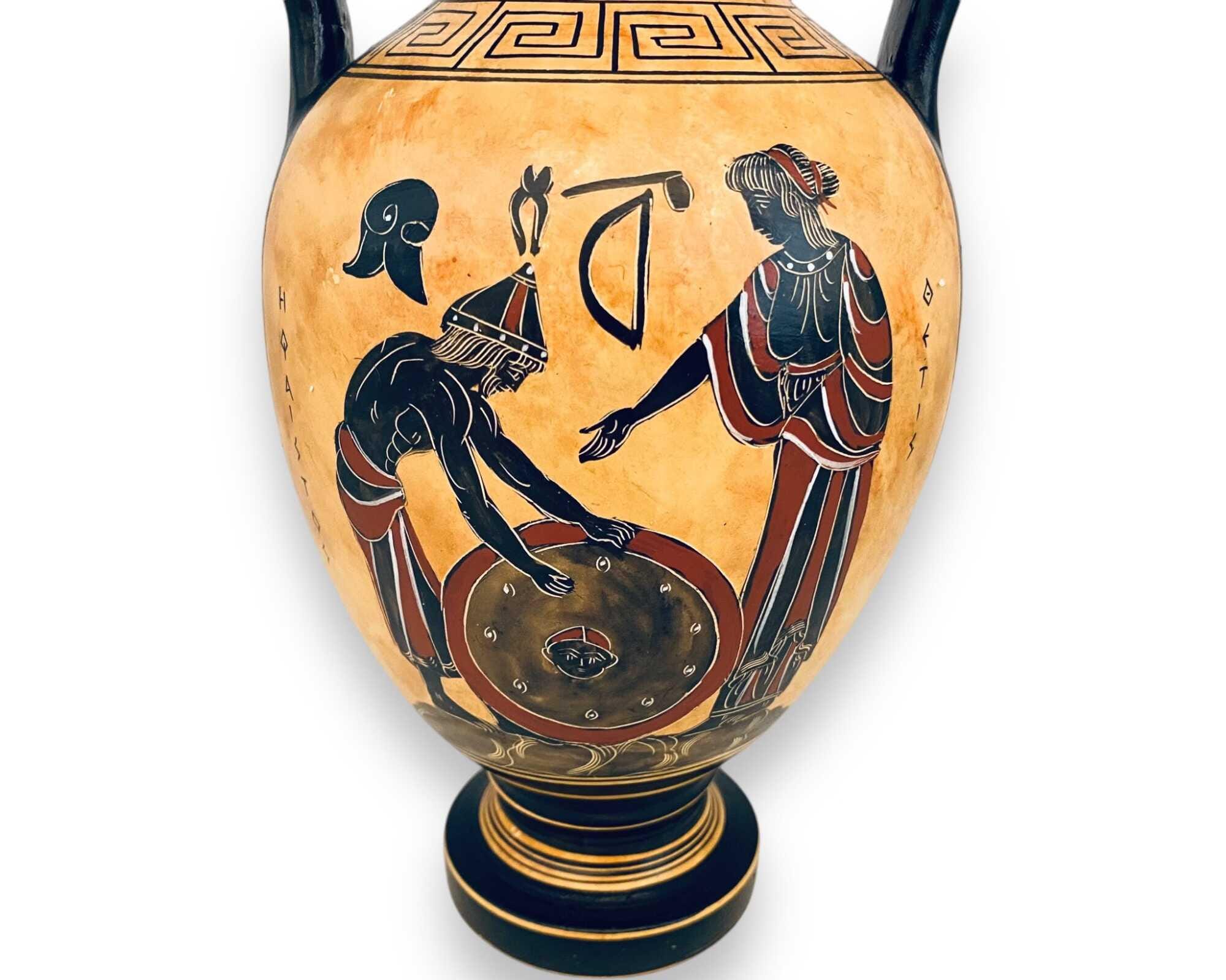 Amphora Vase 26cm,black Figure Pottery ,god Ares With Aphrodite ...