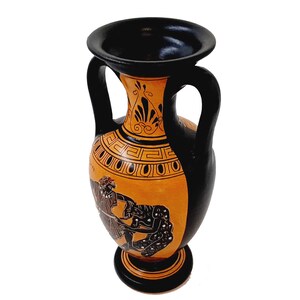 Greek Amphora Vase 22cm,theseus and the Minotaur,black Figure Pottery ...