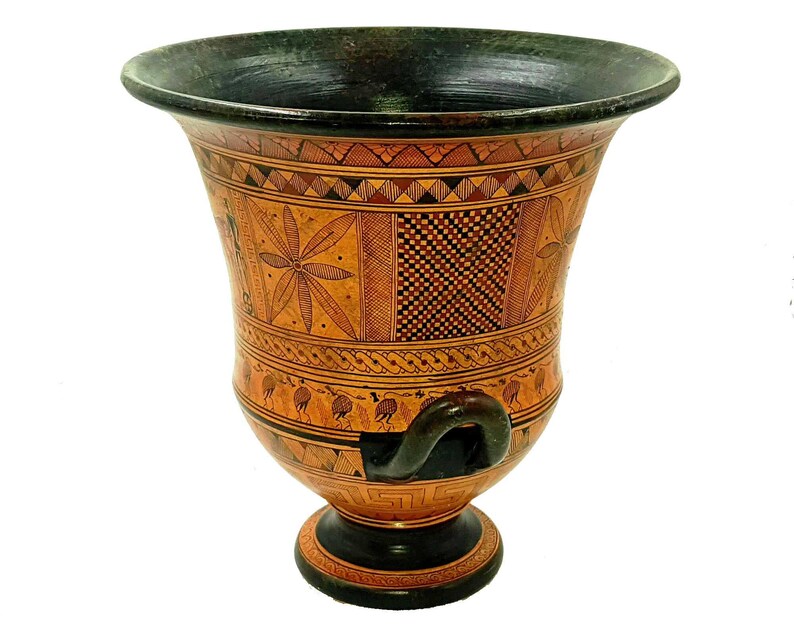 Geometric Krater Vase 26cmgreek Art Pottery - Etsy