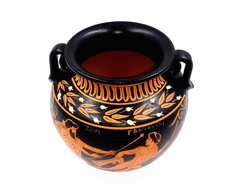 Ancient Greek Krater: Red Figure Vase, Zeus & Ganymede (15cm) - Etsy