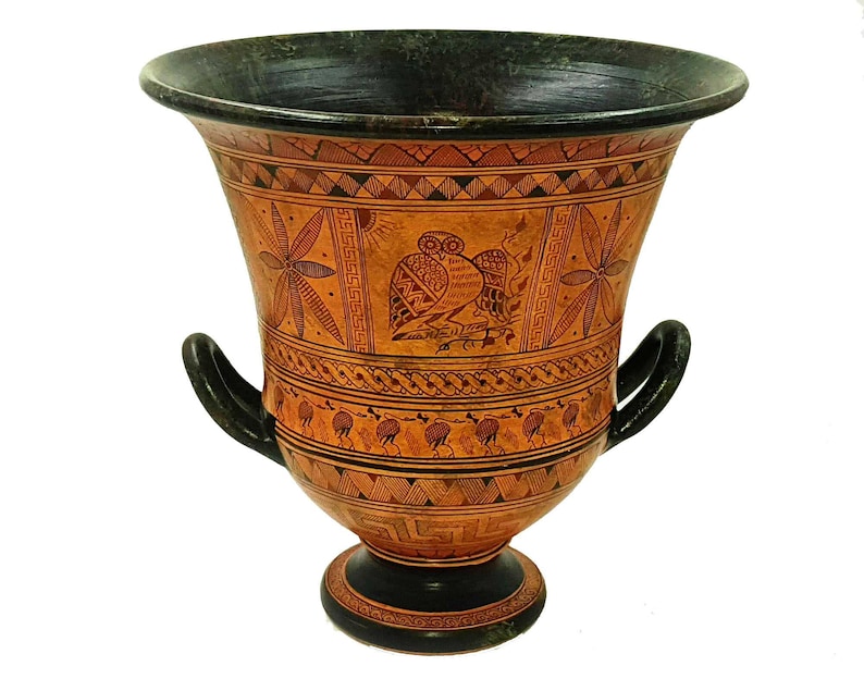Geometric Krater Vase 26cmgreek Art Pottery - Etsy