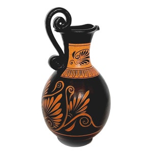 Ancient Greek Olpe 17cm,red Figure Pottery,shows God Zeus With Ganymede ...