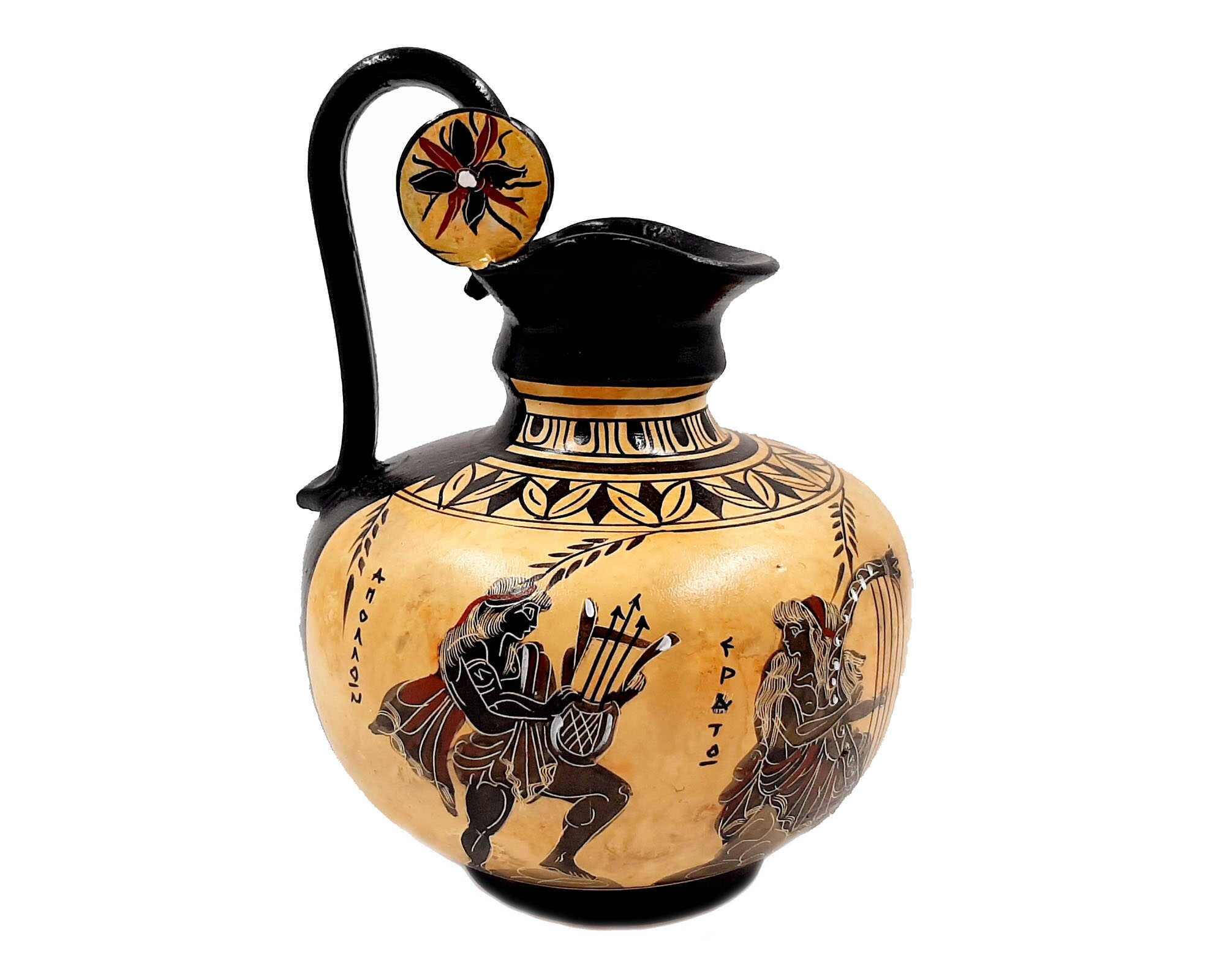 Ancient Greek Vase 20cm,black Figure Rhodian Oinochoe,showing God ...