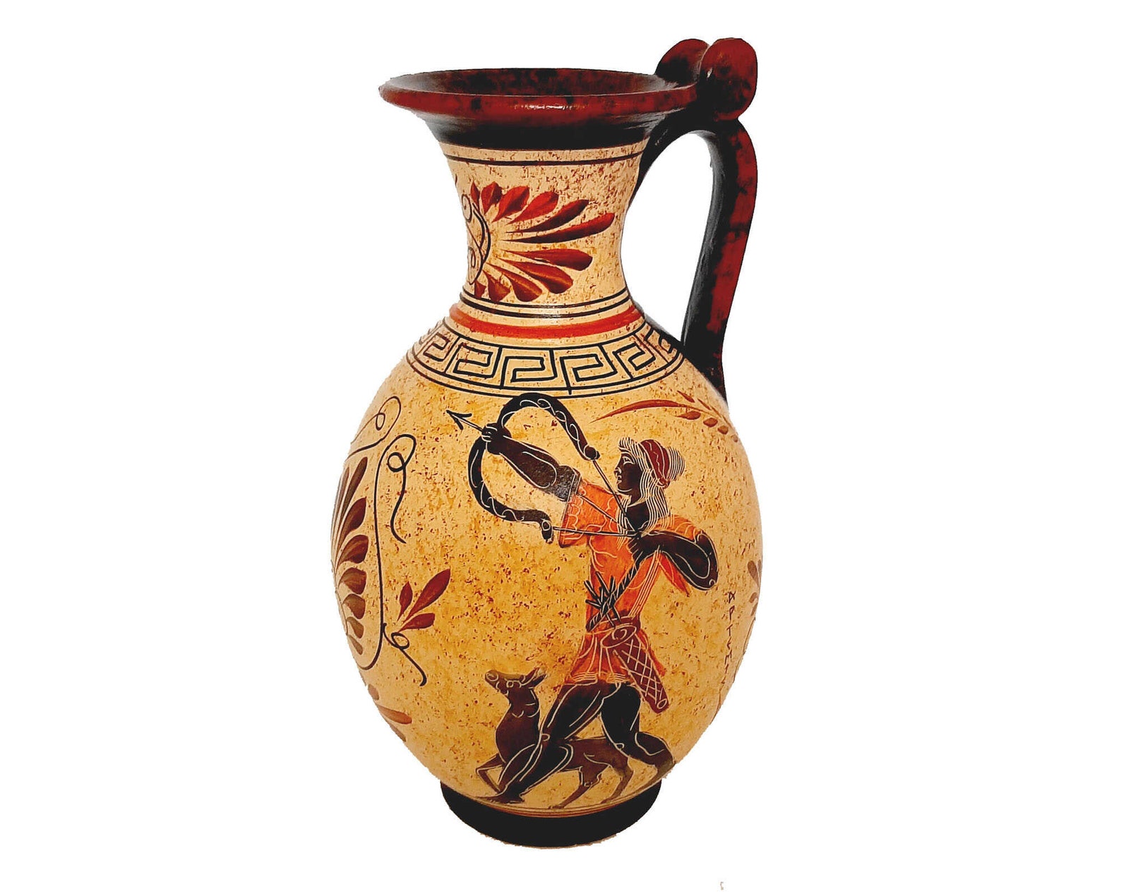 Greek Pottery Vase 22cm prometheus With Eaglegoddess Artemis - Etsy