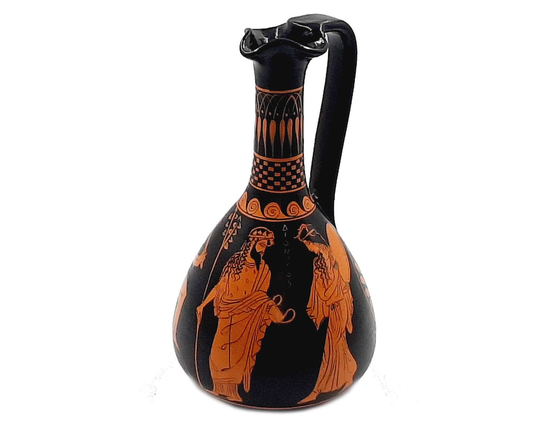 Red Figure Pottery Lagynos Jar 26,5cm,god Dionysus and Satyr - Etsy
