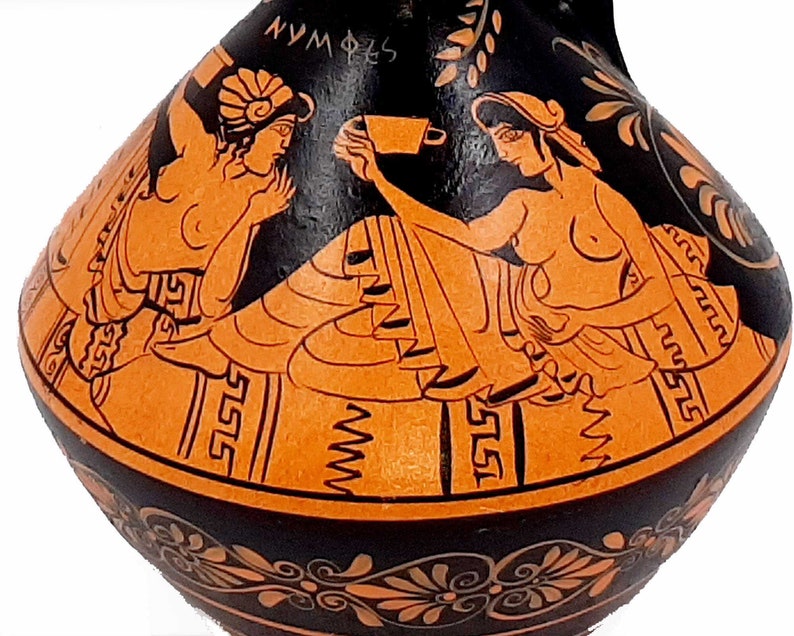 Greek Oinochoe Red Figure Pottery Vase 25cm Nymphs | Etsy