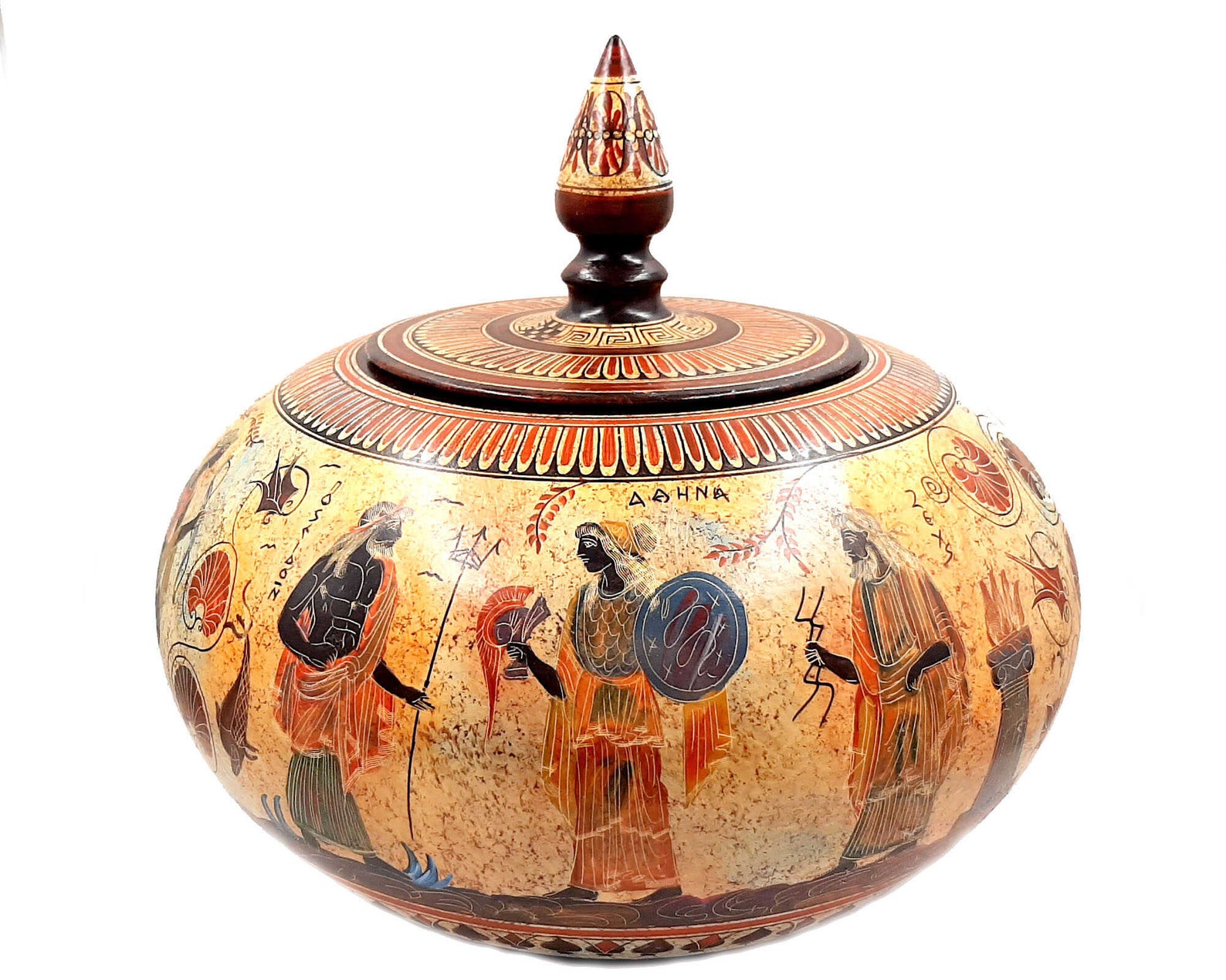 Pyxis 36cmancient Greek Art With Multicolor Background - Etsy