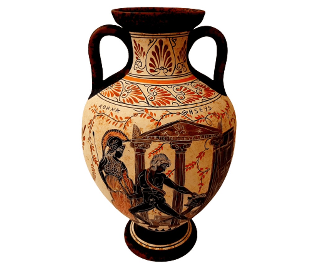 Handmade Greek Amphora Vase: Theseus and Minotaur, Achilles Decor (36cm ...