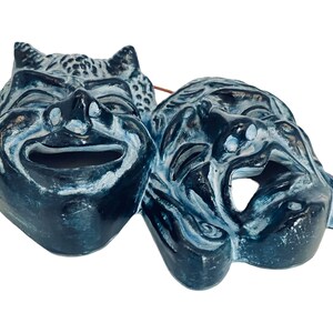 Greek Theater Masks ,tragedy and Comedy,relief Terracotta, Blue Patina ...
