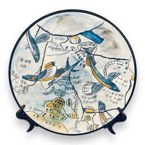 Flying Fish,ceramic Plate 20cm, Fresco's Copy From Phylakopi Milos. - Etsy