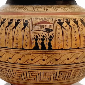 Greek Pyxis 19cm, Geometric Art Pottery - Etsy