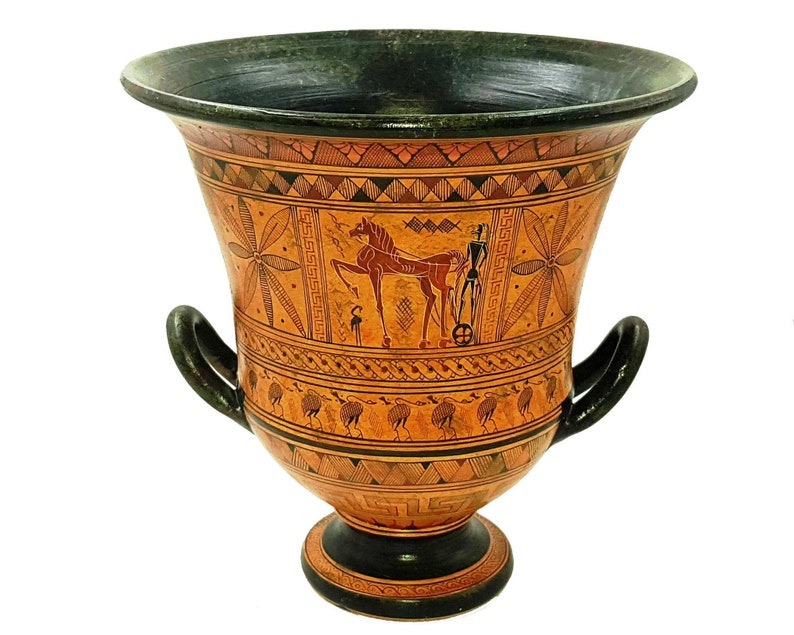 Geometric Krater Vase 26cmgreek Art Pottery - Etsy