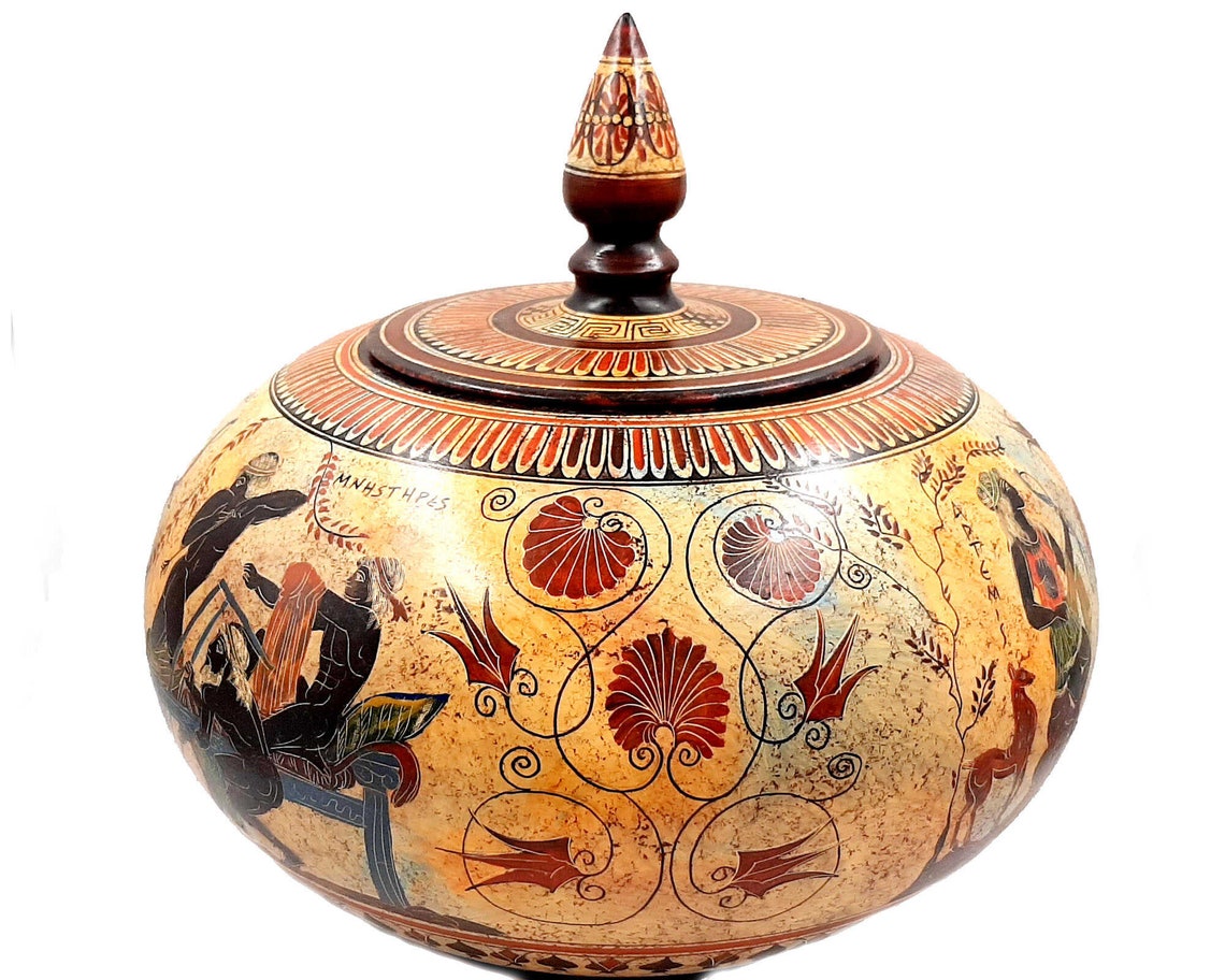 Pyxis 36cmancient Greek Art With Multicolor Background - Etsy