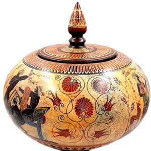 Pyxis 36cm,ancient Greek Art With Multicolor Background ,odysseus Kills ...