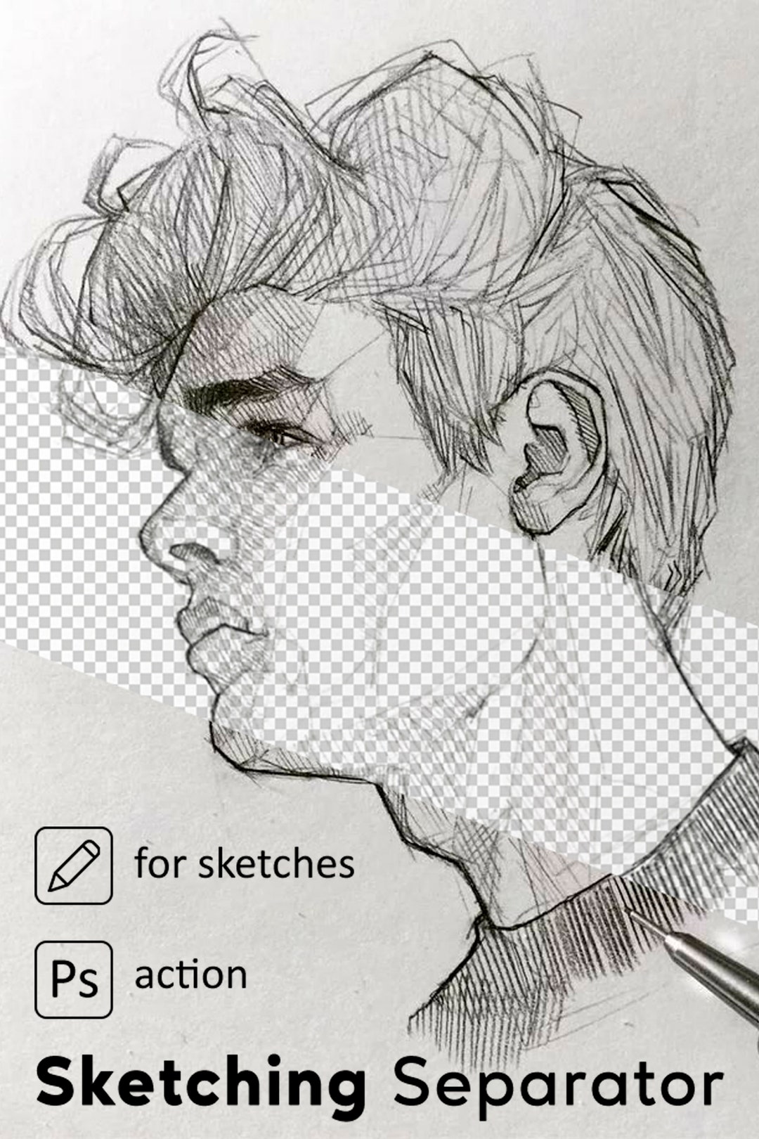 Sketching Separator Photoshop Action - Etsy