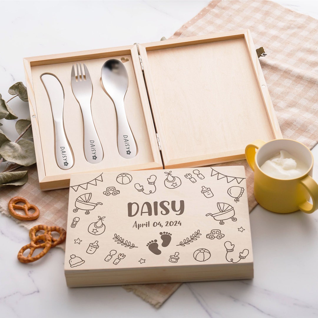 Kids Cutlery Set With Name, Gift for Mom, Toddler Gift, Stainless Steel ...