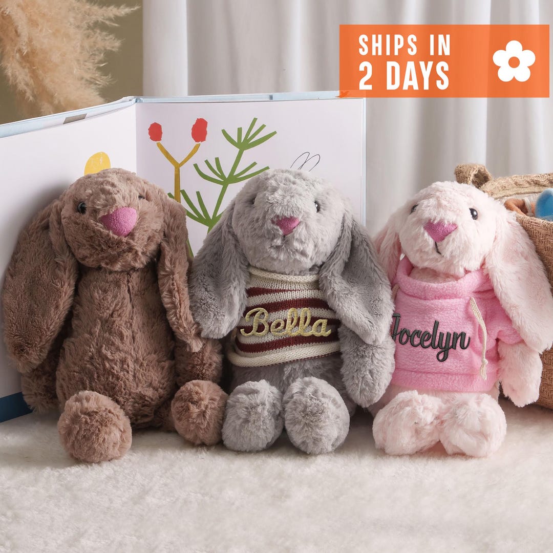 Personalized Plush Bunny, Bunny Rabbit, Easter Baby Gift, Embroidered ...