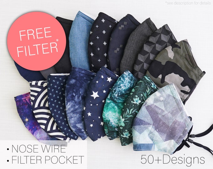 Nose Wire Muslin Cotton Filter Pocket 4 Layers Face Mask Mother Gift ...