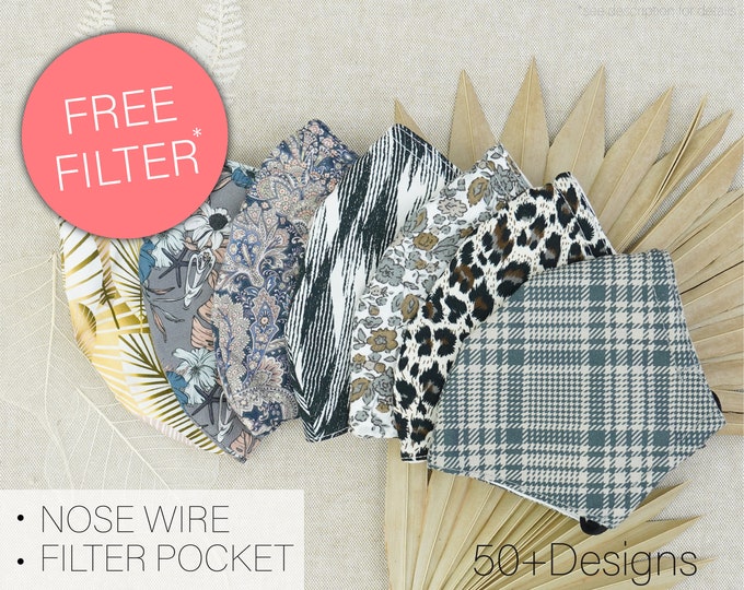 Nose Wire Muslin Cotton Filter Pocket 4 Layers Face Mask Mother Gift ...