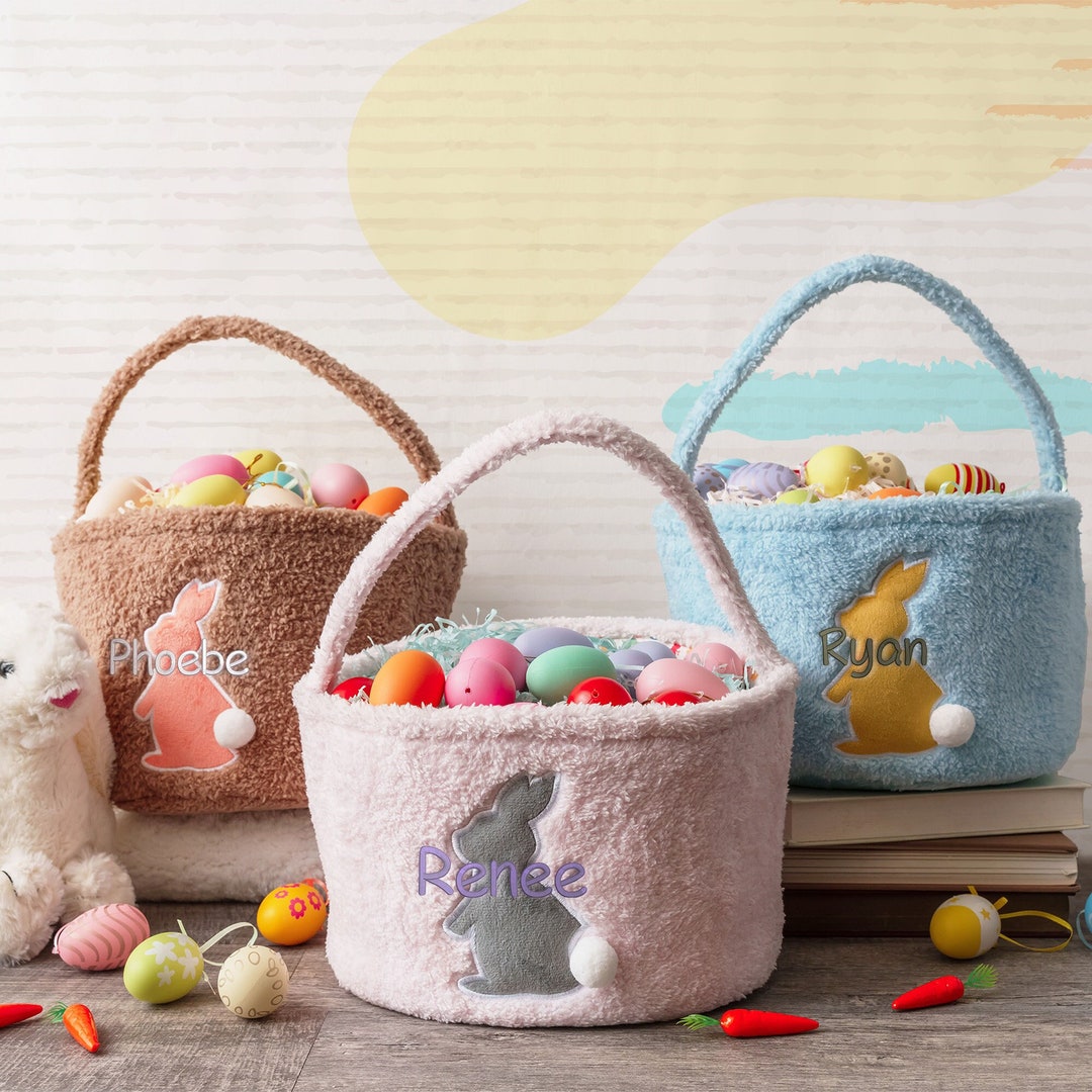 Easter Basket for Kids Cute Terry Boucle Easter Baskets Terry Cloth ...