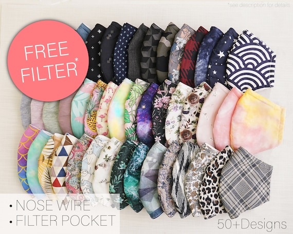 Nose Wire Muslin Cotton Filter Pocket 4 Layers Face Mask - Etsy